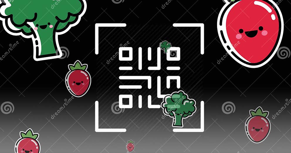 Image of Qr Code and Vegetable Icons Stock Illustration - Illustration ...