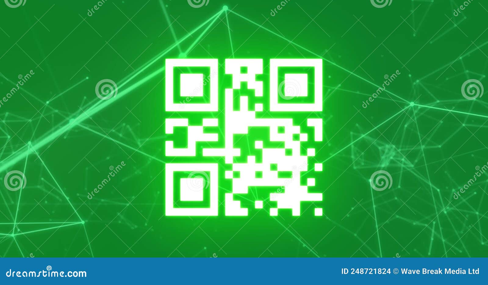 Image of Qr Code with White Network of Connections on Green Background ...