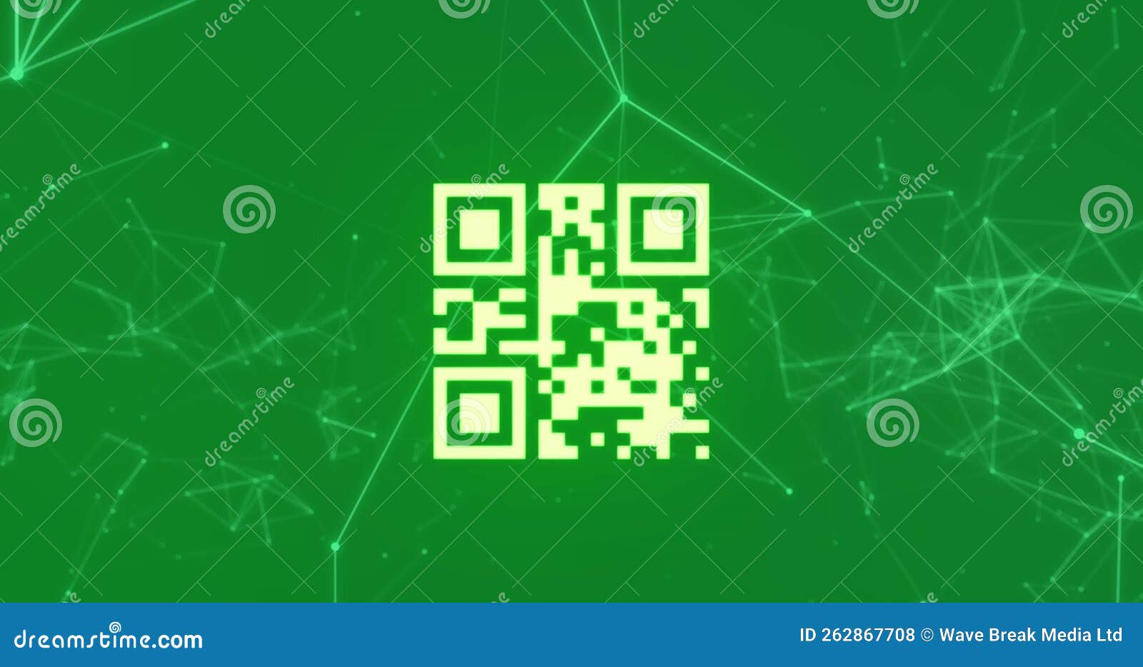 Image of Qr Code with White Network of Connections on Green Background ...
