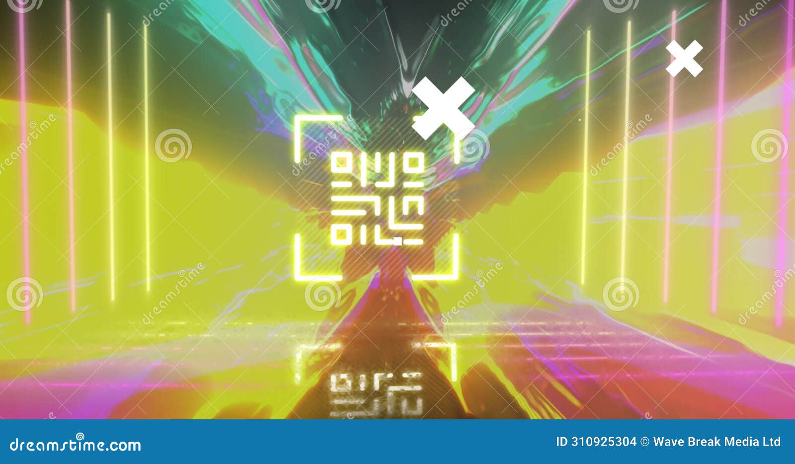 Image of Qr Code, World Map with Markers and Data Processing Over Light ...