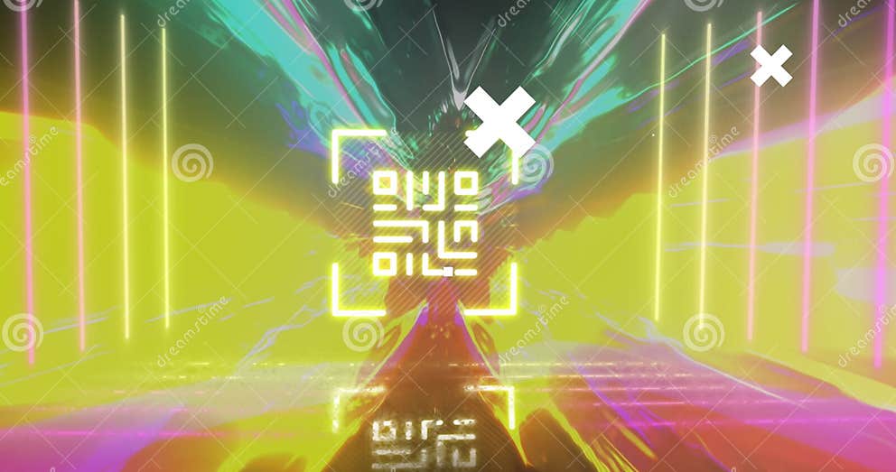 Image of Qr Code, World Map with Markers and Data Processing Over Light ...