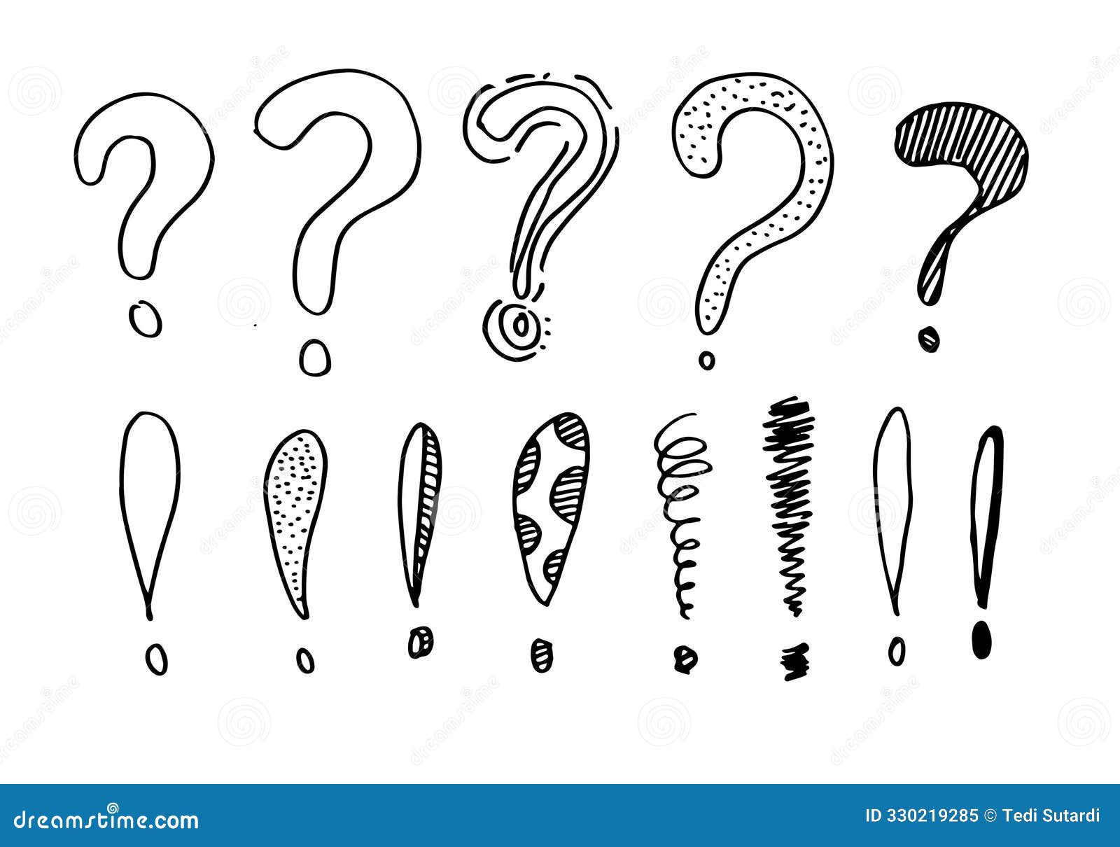 Question And Exlamation Marks. Hand Drawn Sketch In Grunge Style ...