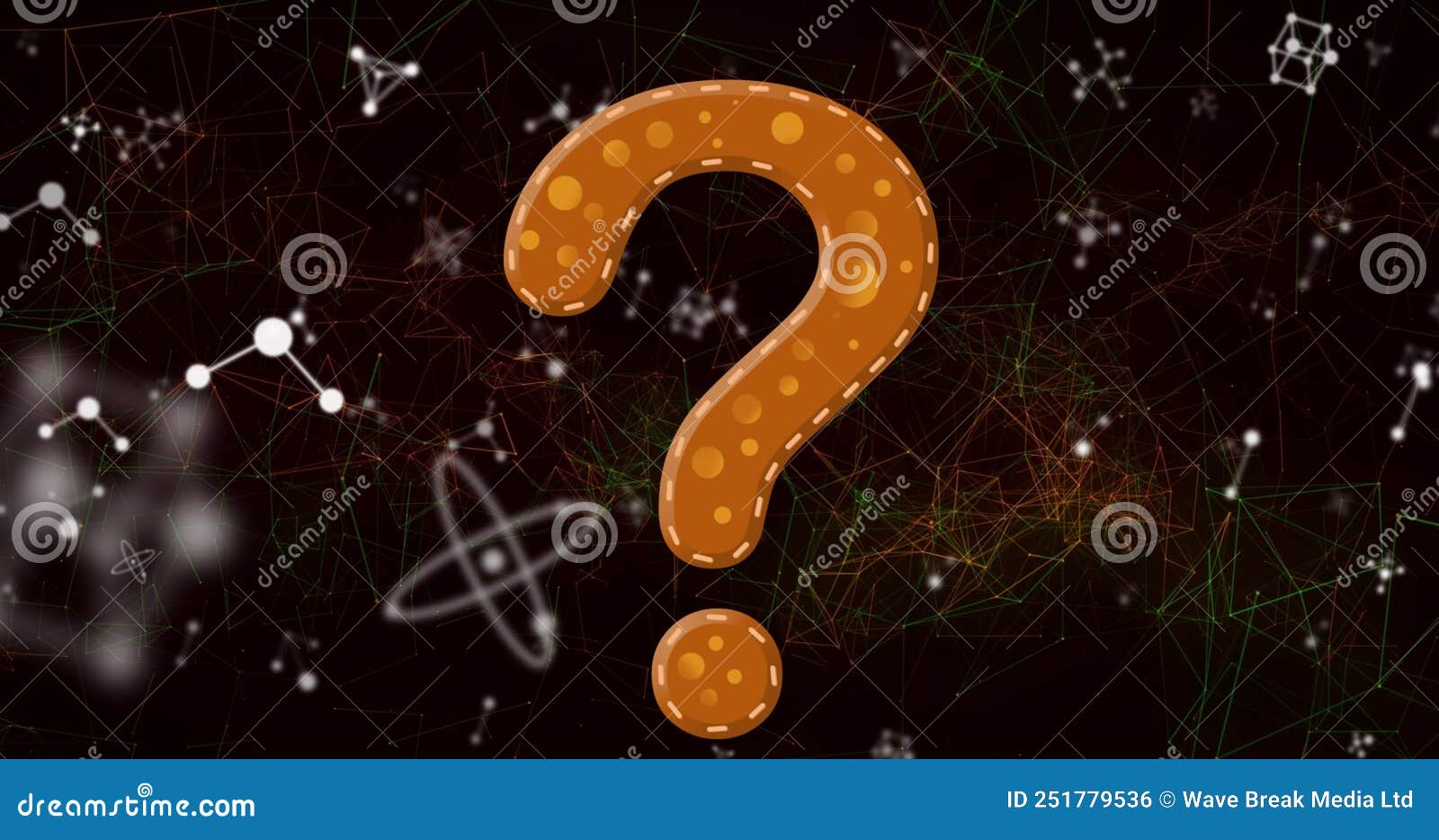 Image of Question Mark Icon Over Network of Connections and Molecules ...