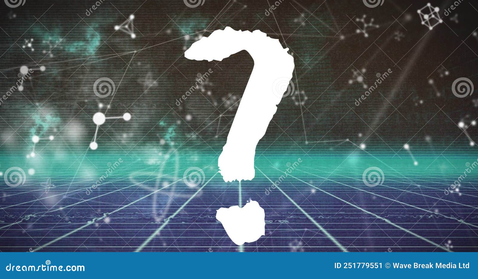 Image of Question Mark Icon Over Network of Connections and Molecules ...