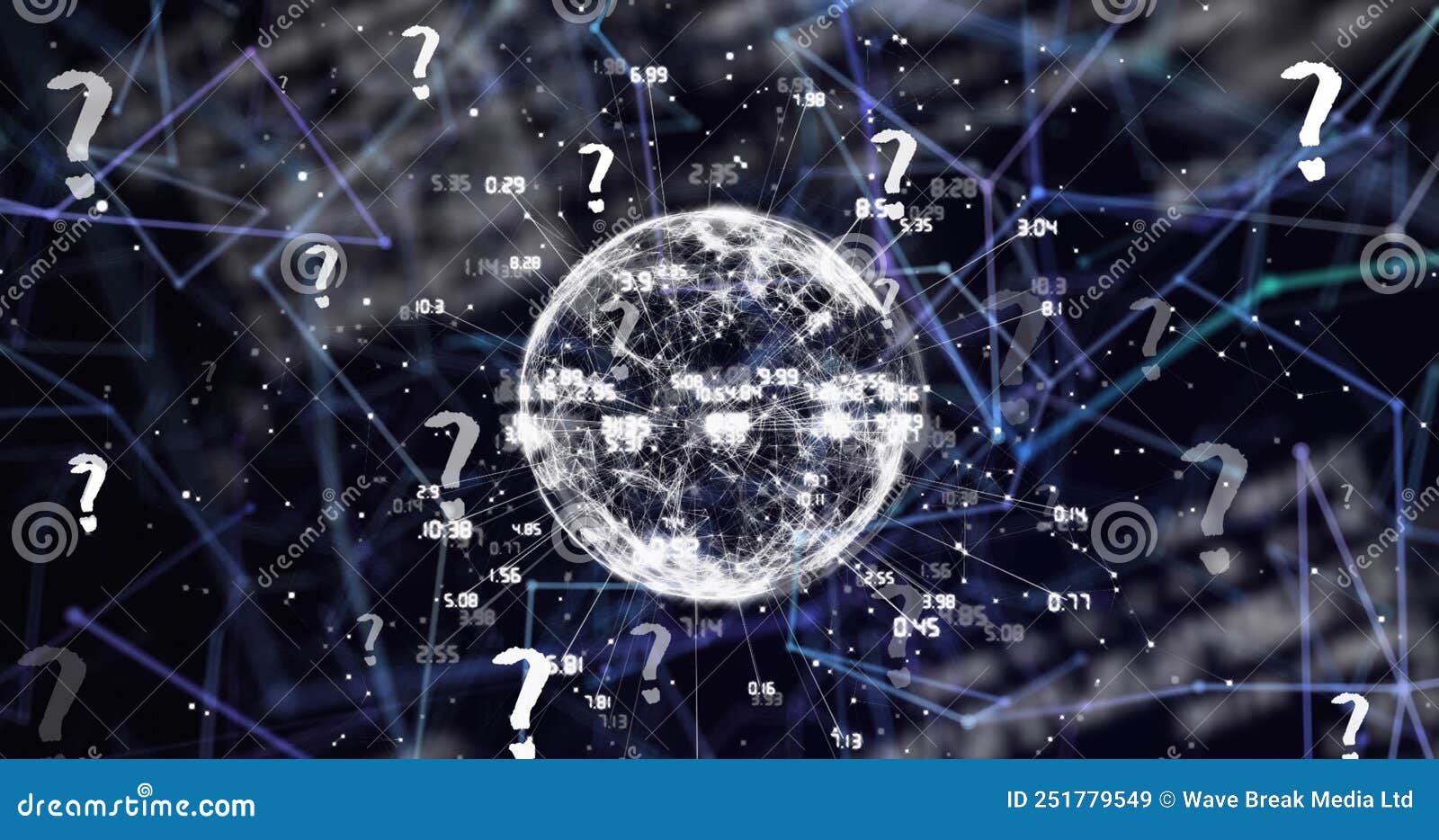 Image of Question Mark Icons Over Network of Connections and Data ...