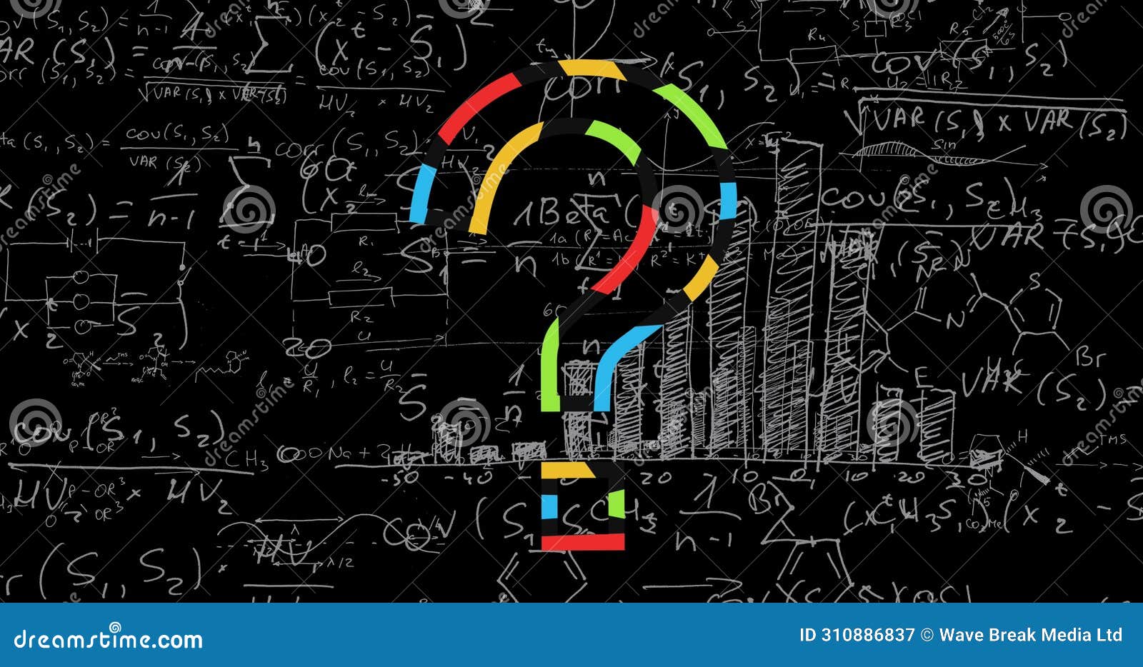 Image of Question Mark and Mathematical Equations on Black Background ...