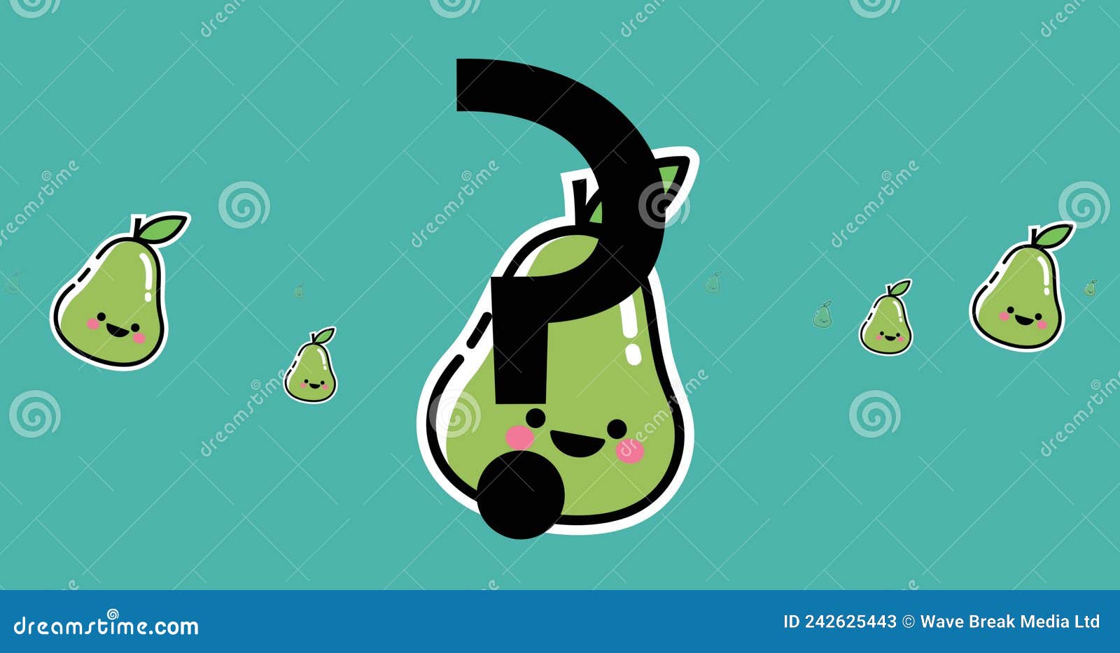 Image of Question Mark and Pear Icons on Green Background Stock ...