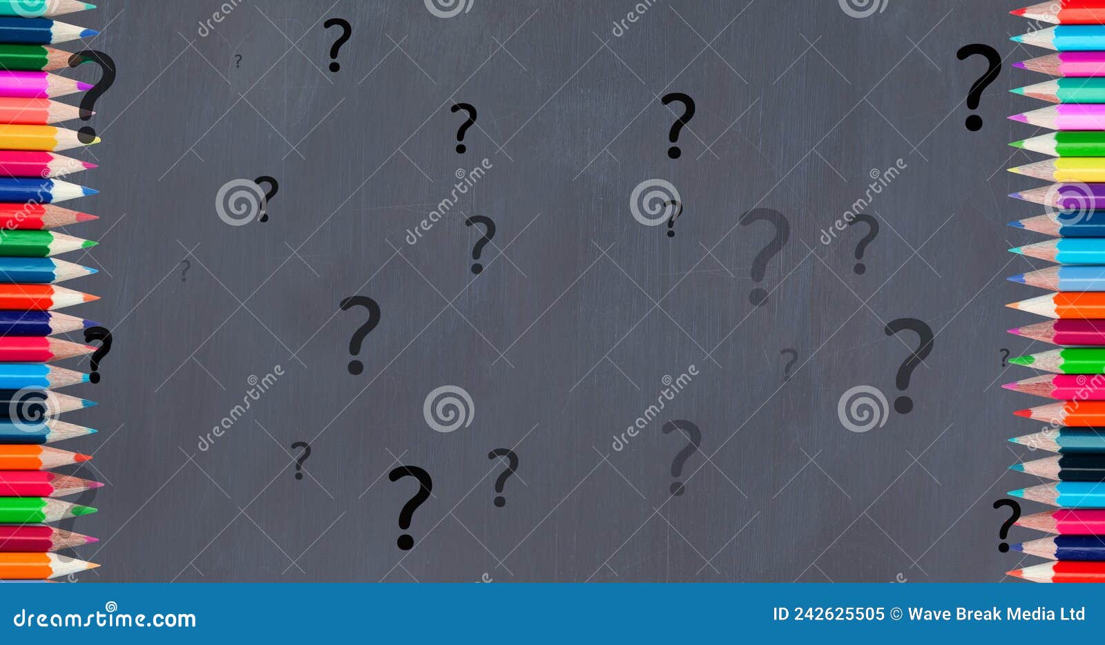 Image of Question Marks Over Crayons on Grey Background Stock ...