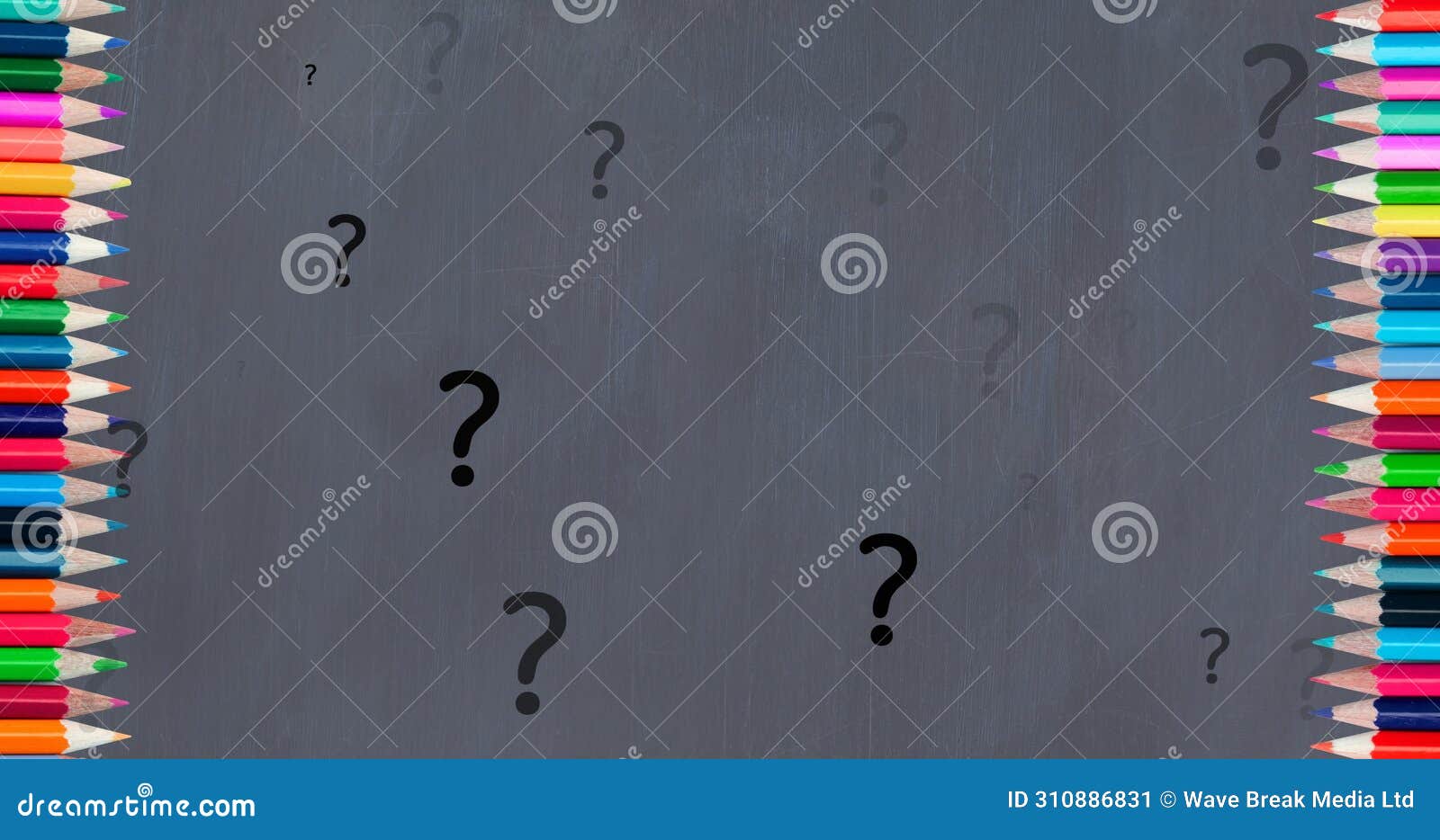 Image of Question Marks Over Crayons on Grey Background Stock Image ...