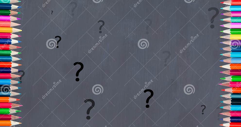 Image of Question Marks Over Crayons on Grey Background Stock Image ...