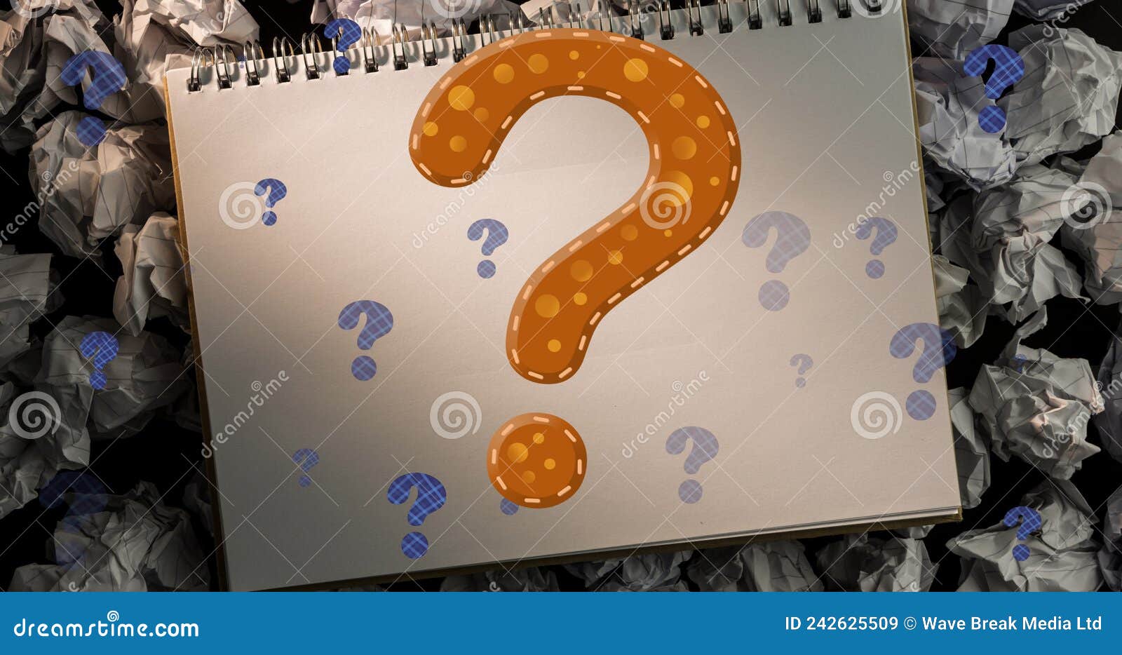 Image of Question Marks Over Notebook and Paper Stock Image - Image of ...