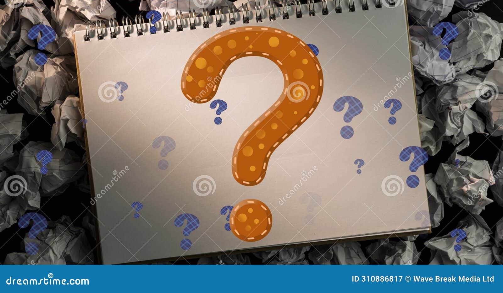 Image of Question Marks Over Notebook and Paper Stock Image - Image of ...