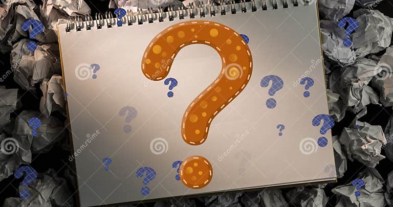 Image of Question Marks Over Notebook and Paper Stock Image - Image of ...