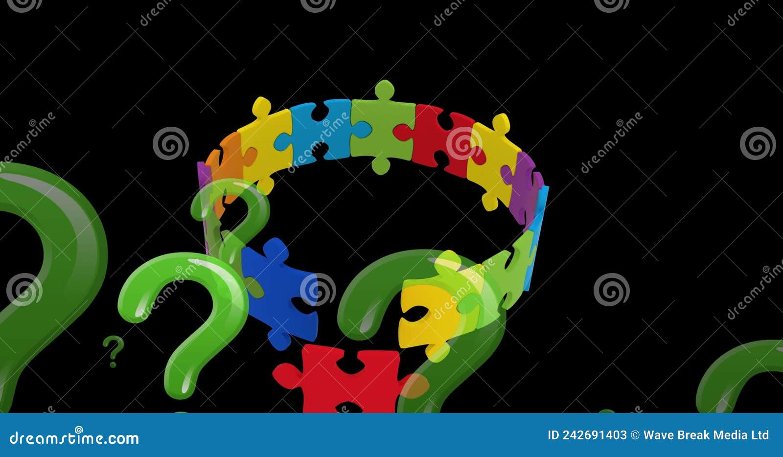 Image of Question Marks and Puzzles Over Black Background Stock ...