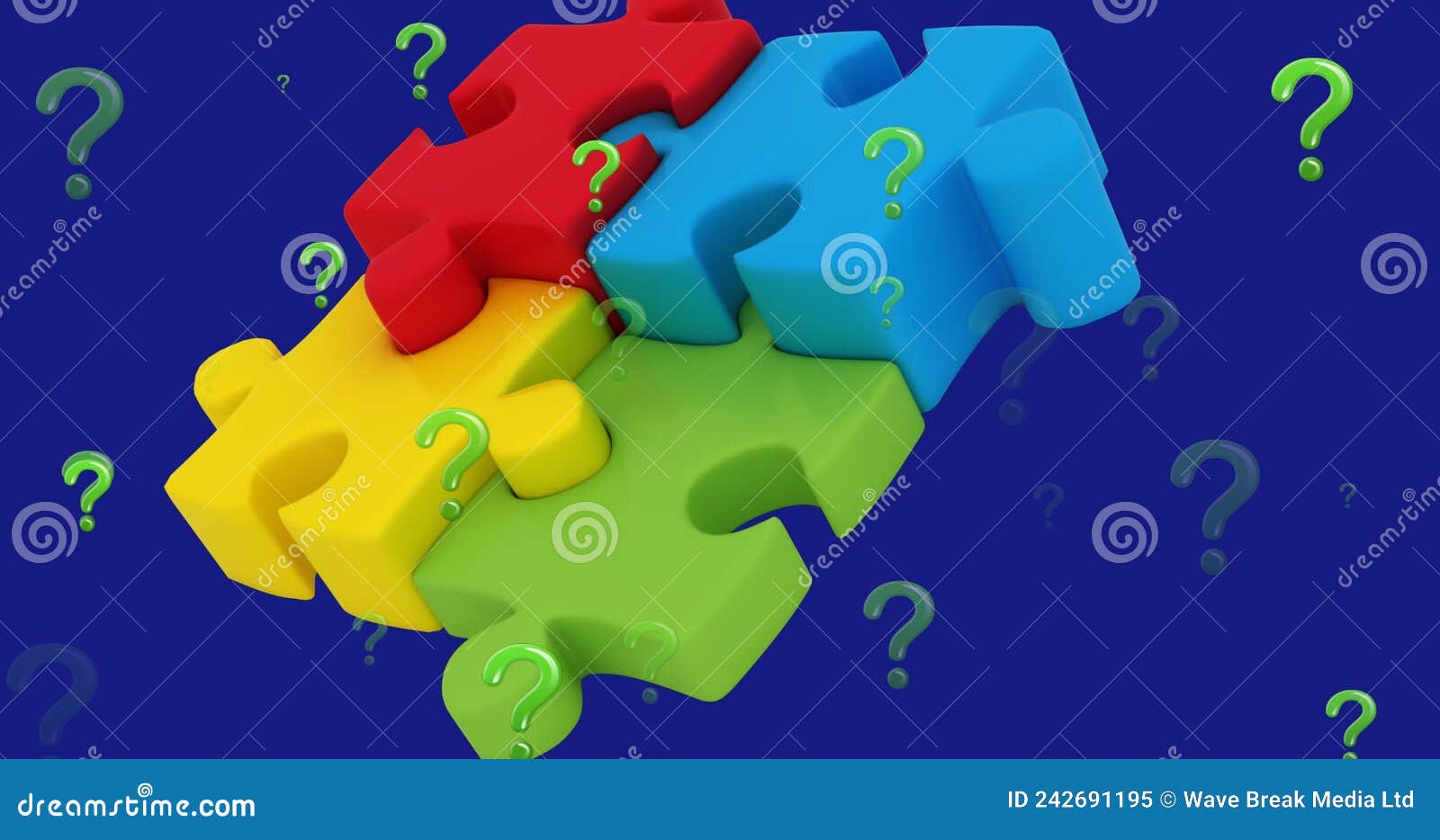 Image of Question Marks and Puzzles Over Violet Background Stock ...