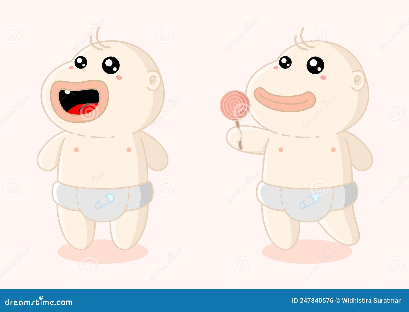 Cute Fat Baby Mascot Cartoon Vector Stock Vector - Illustration of ...