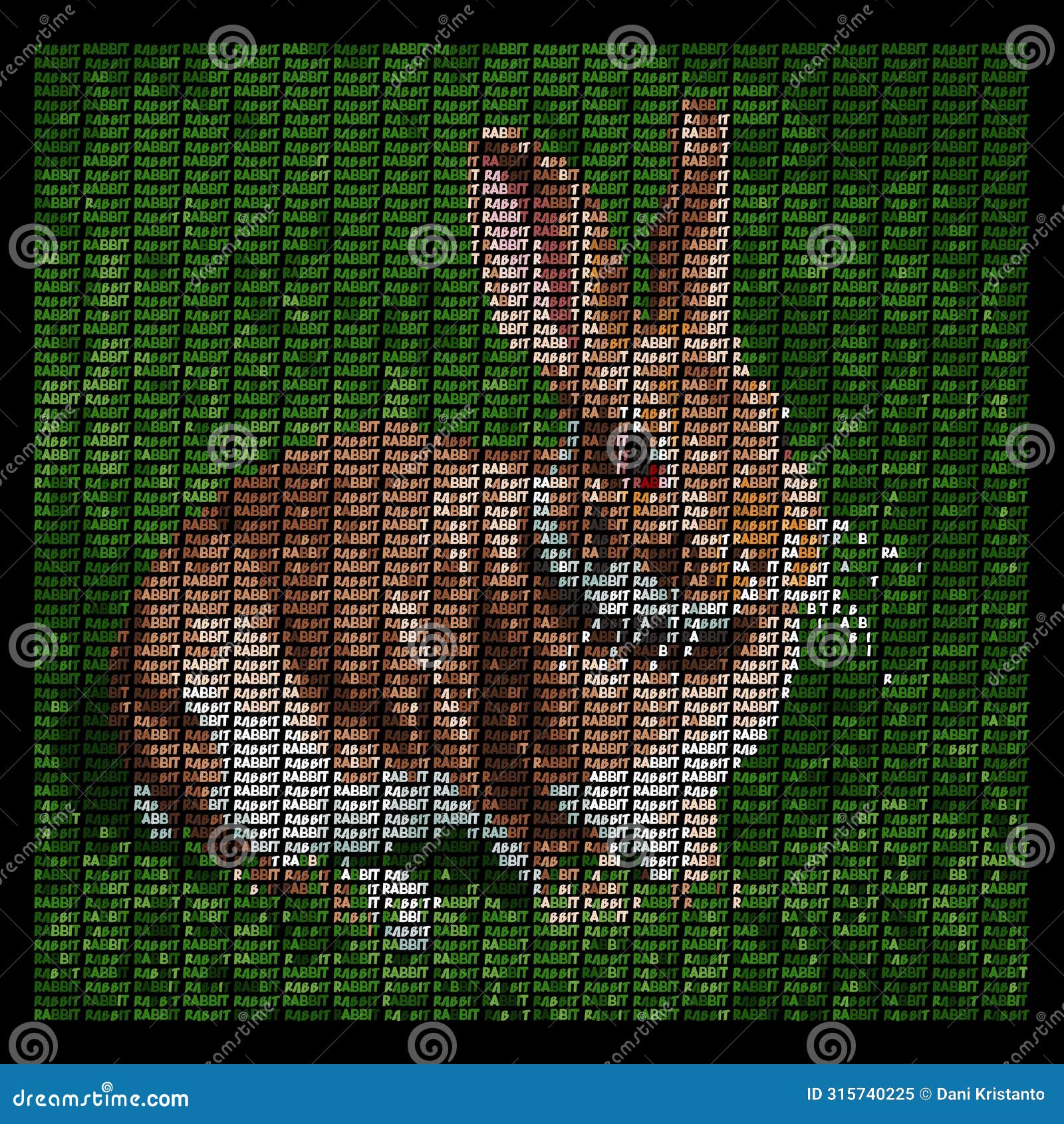 Rabbit Typography Art stock vector. Illustration of animal - 315740225