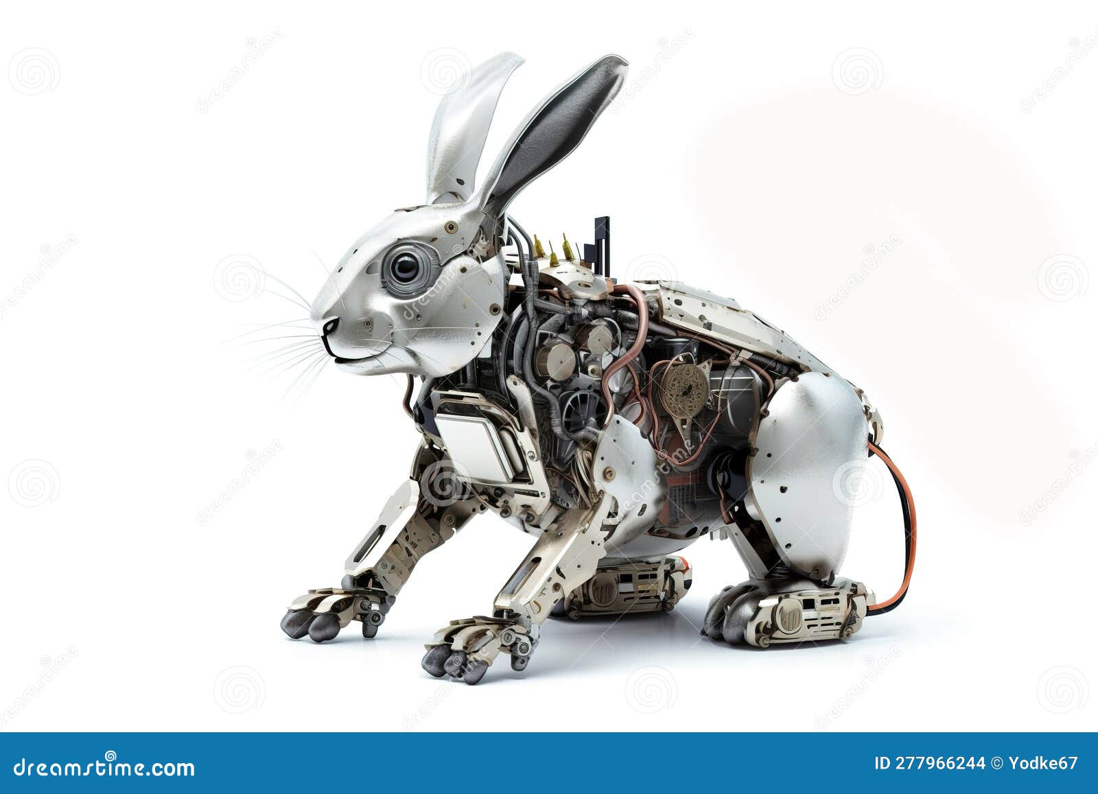 Image of a Rabbit Modified into a Robot on a White Background. Wild ...
