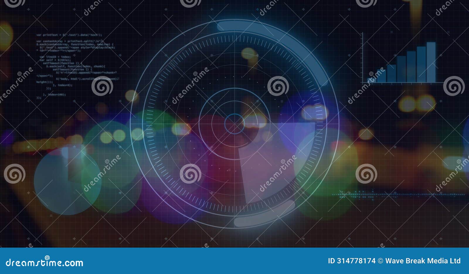 Image of Radar, Computer Language, Graphs Over Lens Flare and Moving Vehicles on Highway Stock ...
