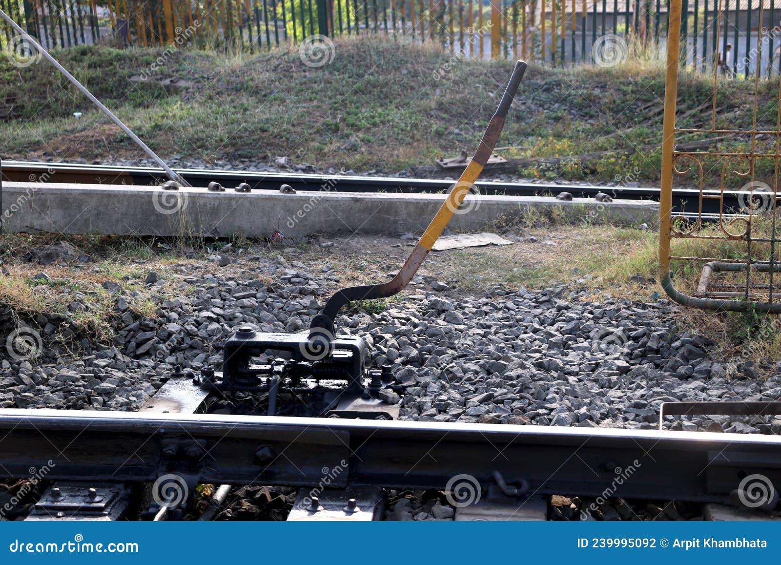 Image of Railway Point Lever To Change Track Stock Photo - Image of ...