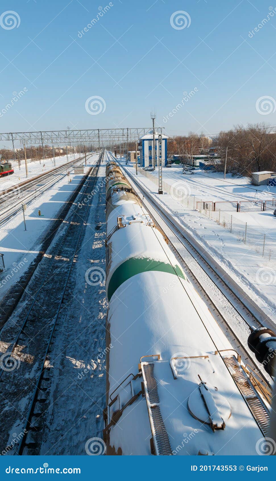 Image of the Railway Track Rails in the Snow Stock Image - Image of ...