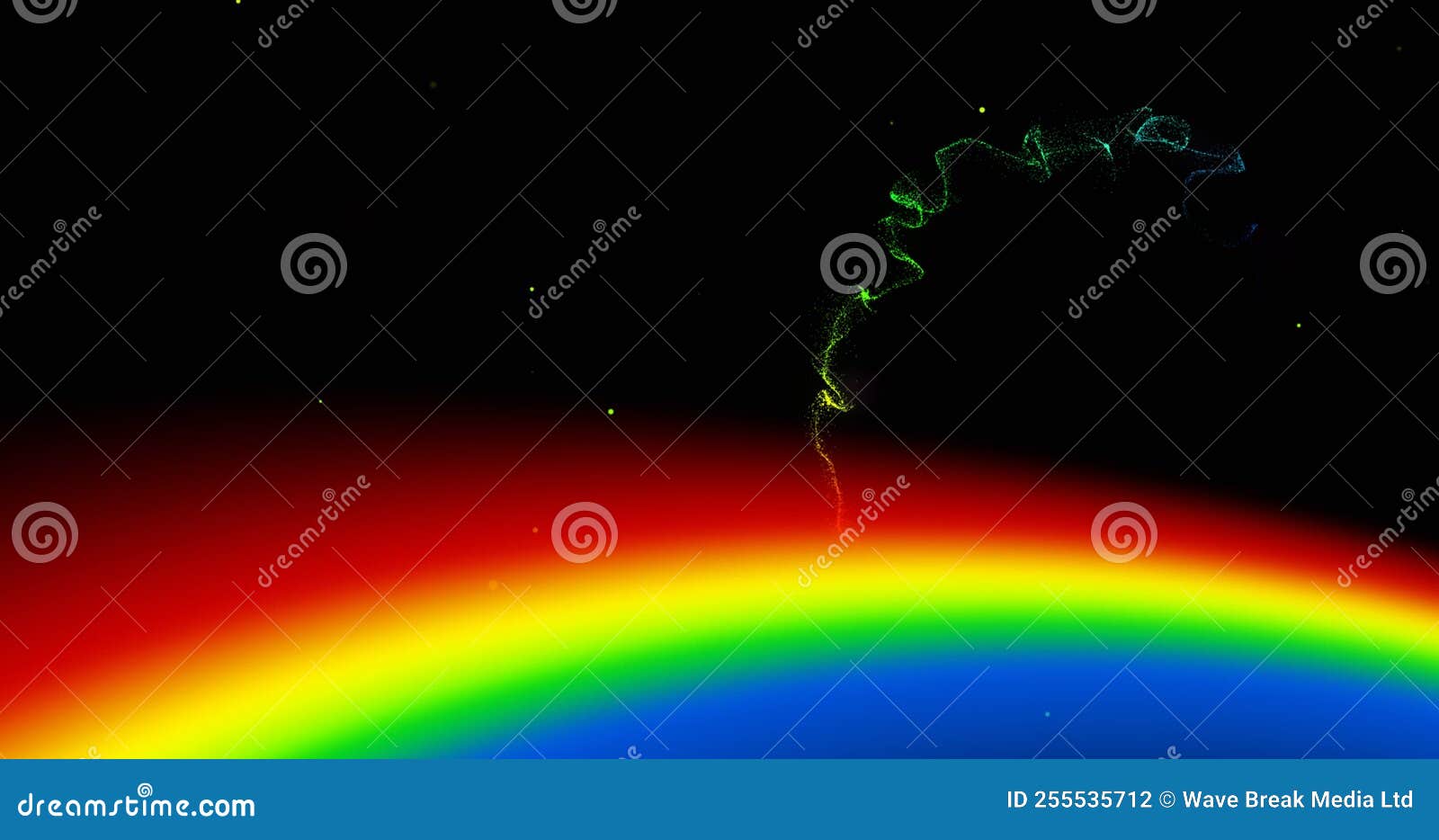 Image of Rainbow and Colourful Light Trail Moving on Black Background ...