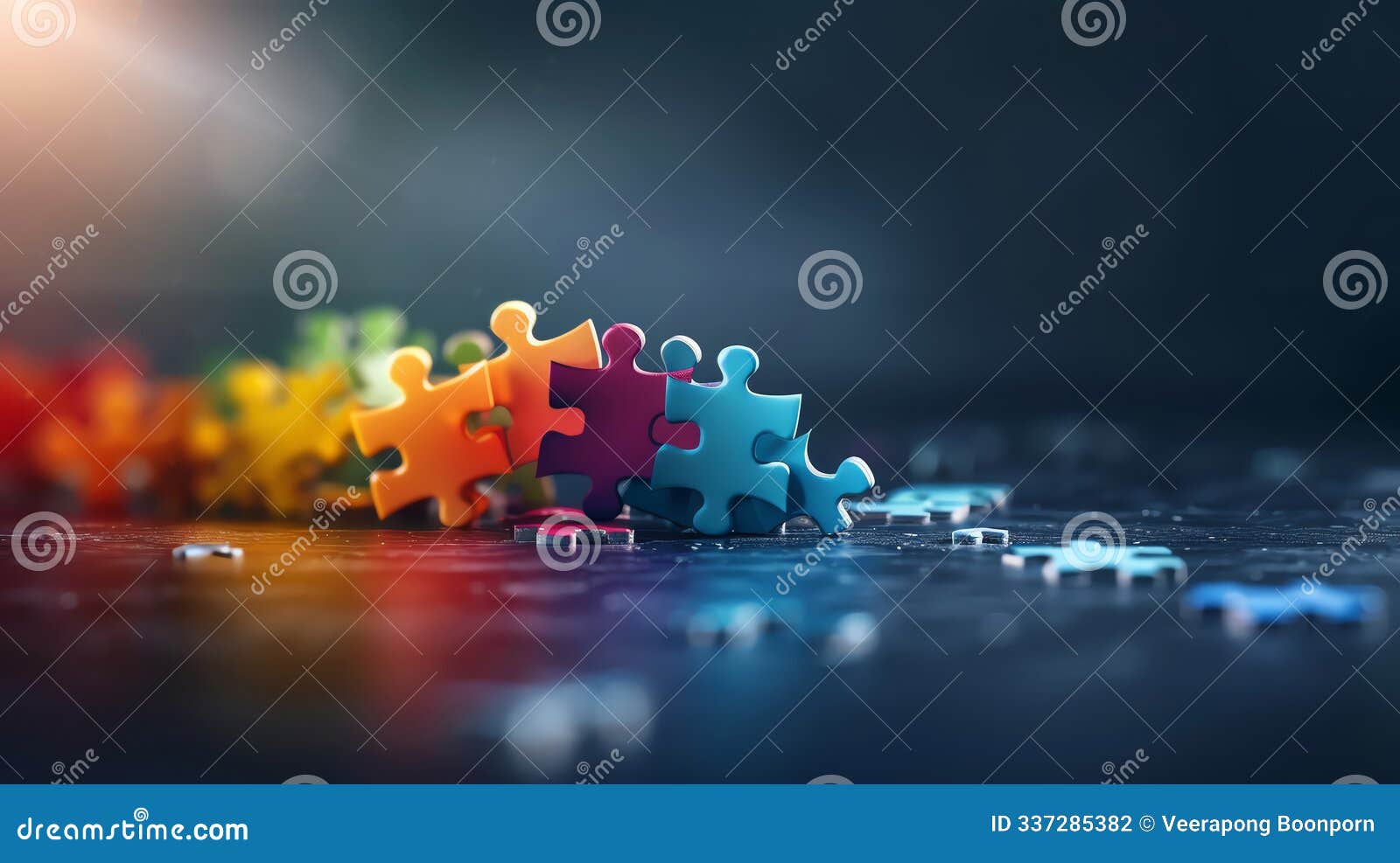 Image of a Rainbow Formed by Puzzle Pieces, Detailed and Colorful Stock ...