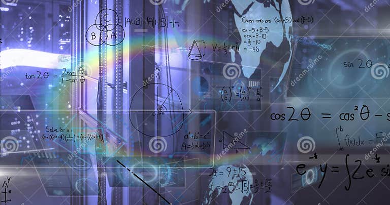 Image of Rainbow Lens Flare, Mathematical Equations and Data Processing ...