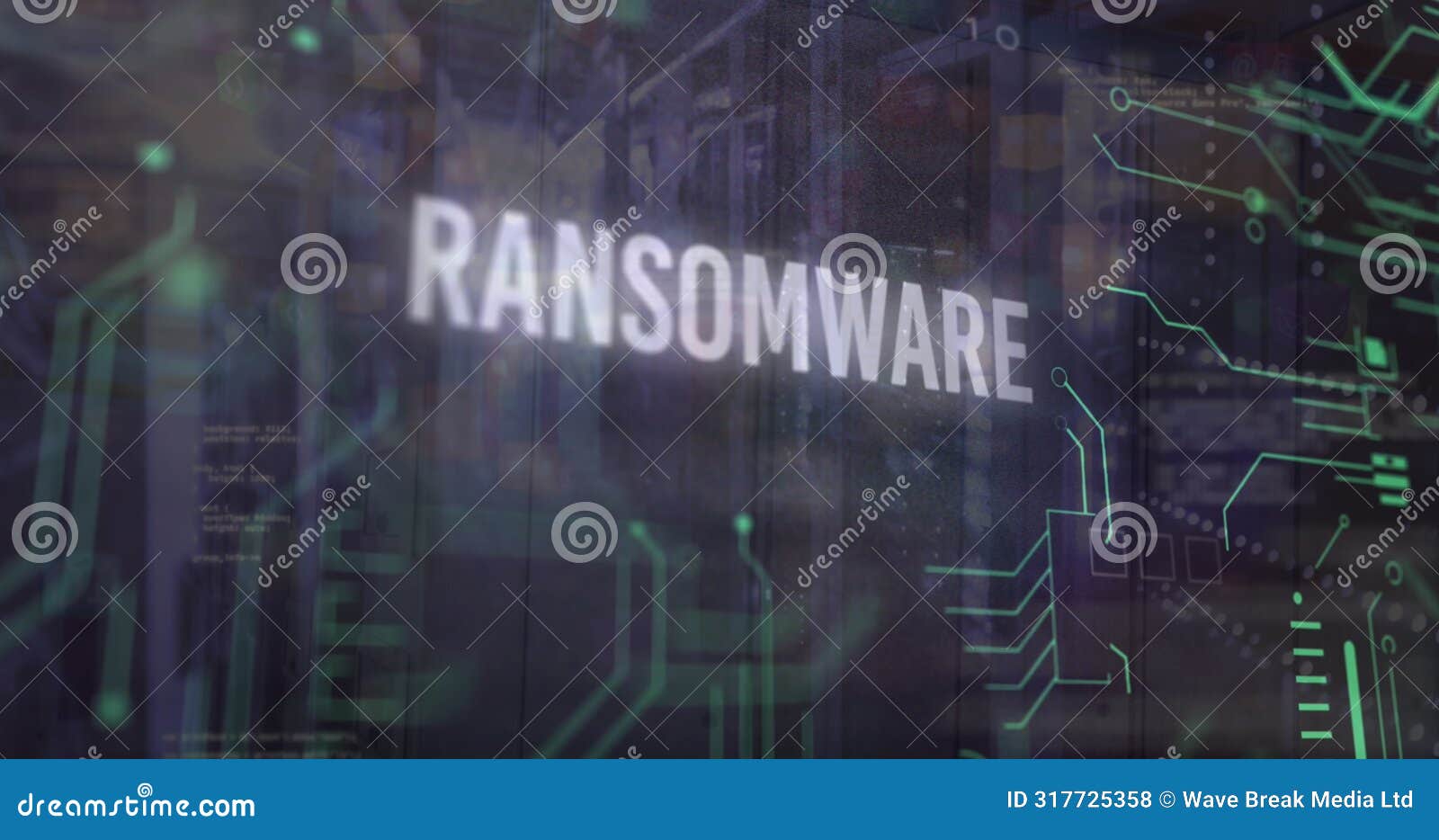 Image of Ransomware, Computer Language, Circuit Board Pattern Over Data ...