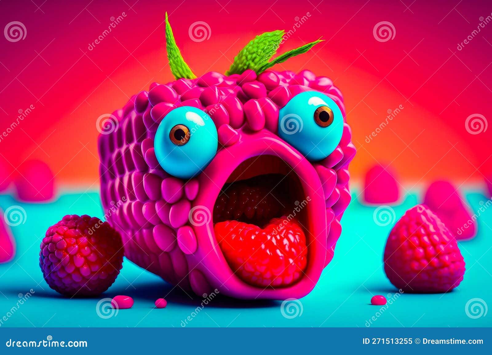 An Image of Raspberry with Eyes and Mouth. Generative AI Stock ...