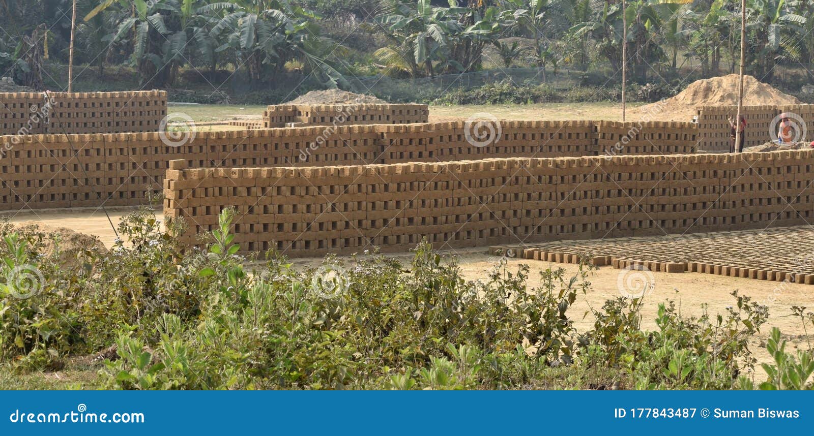 This is an Image of Raw Bricks Stacks in India . Stock Image - Image of ...