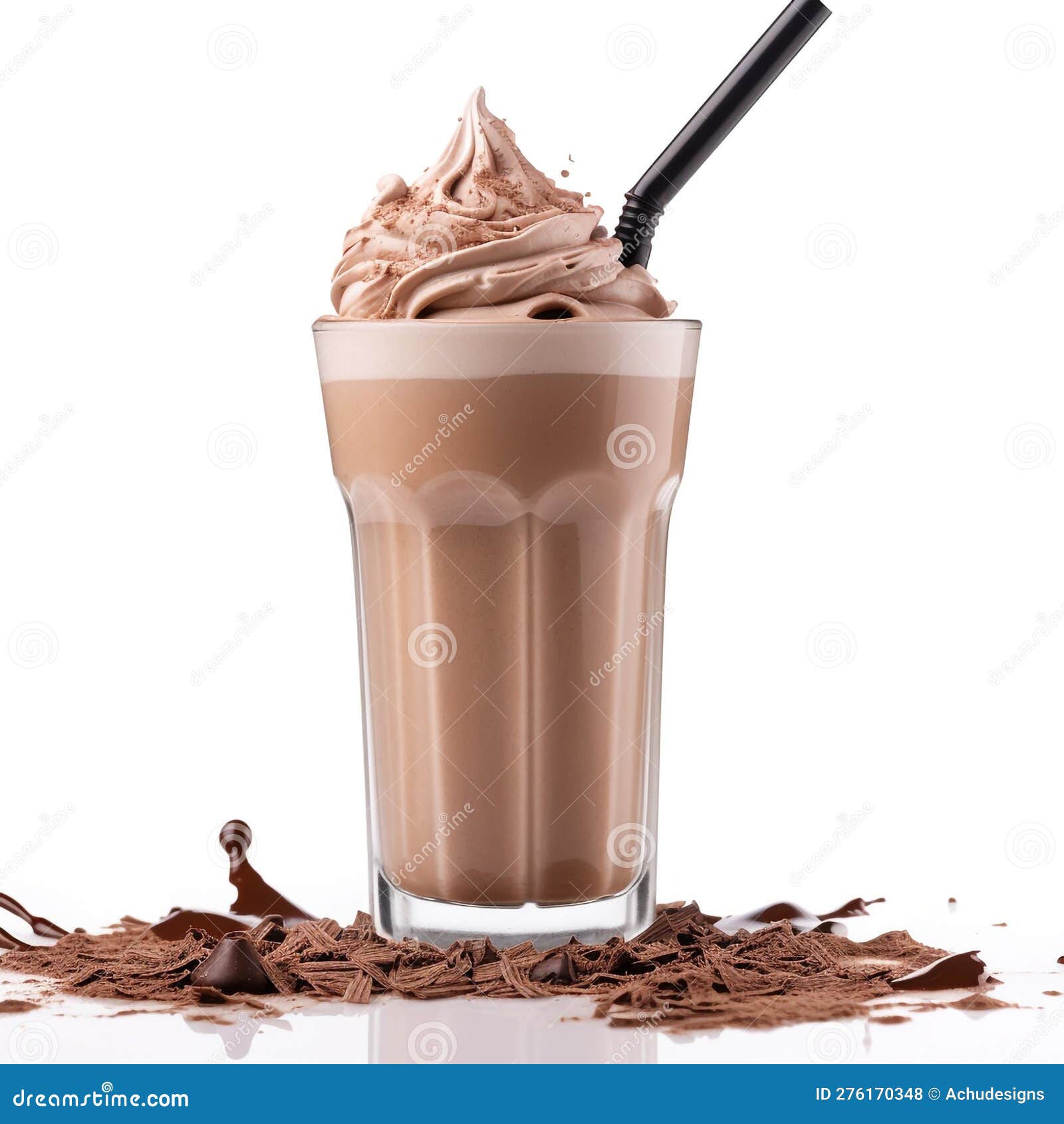 Glass of Chocolate Milkshake Stock Photo - Image of frothy, whipped ...