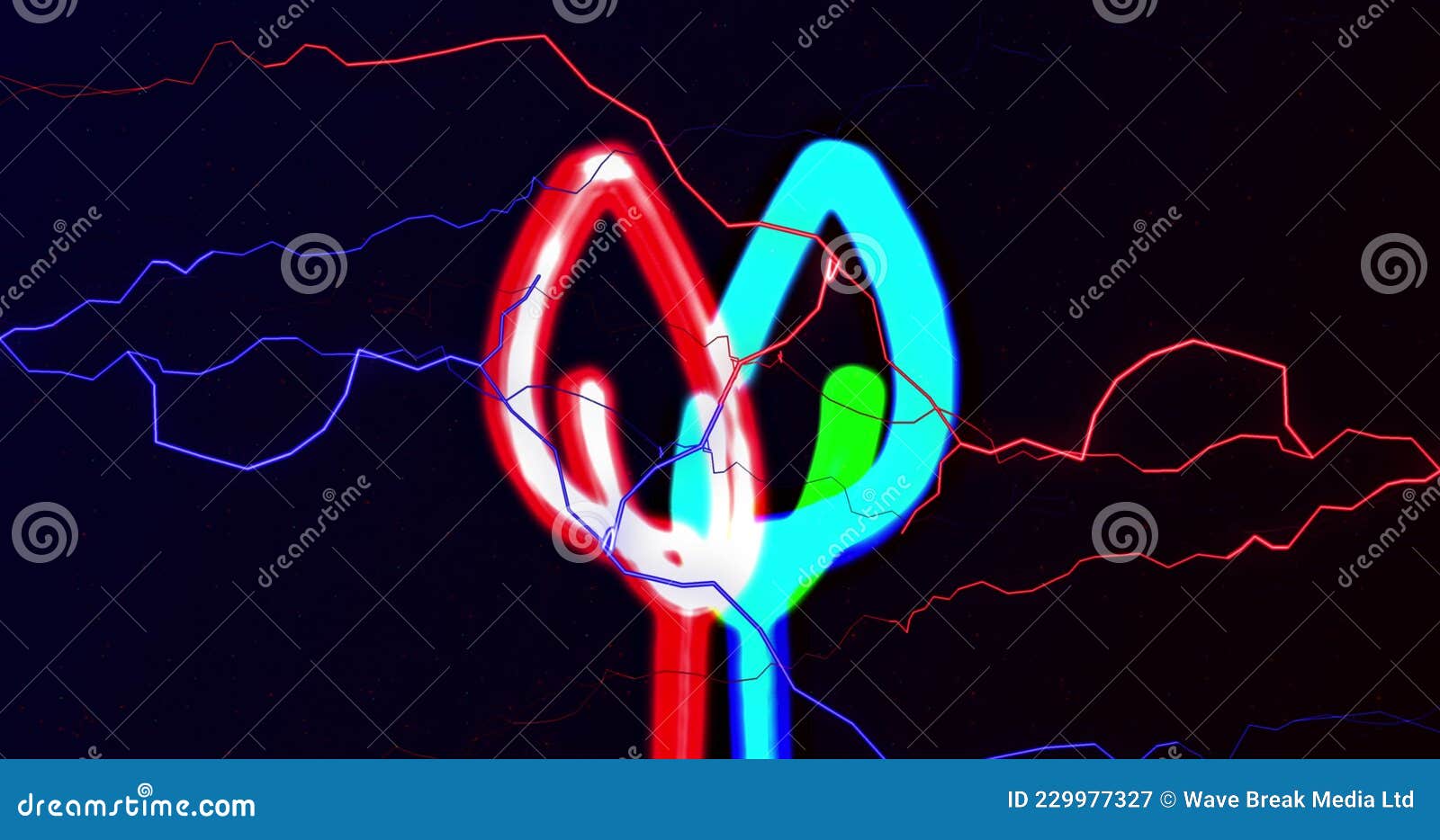 Image of Red and Blue Electrical Currents Over Colourful Neon Light ...