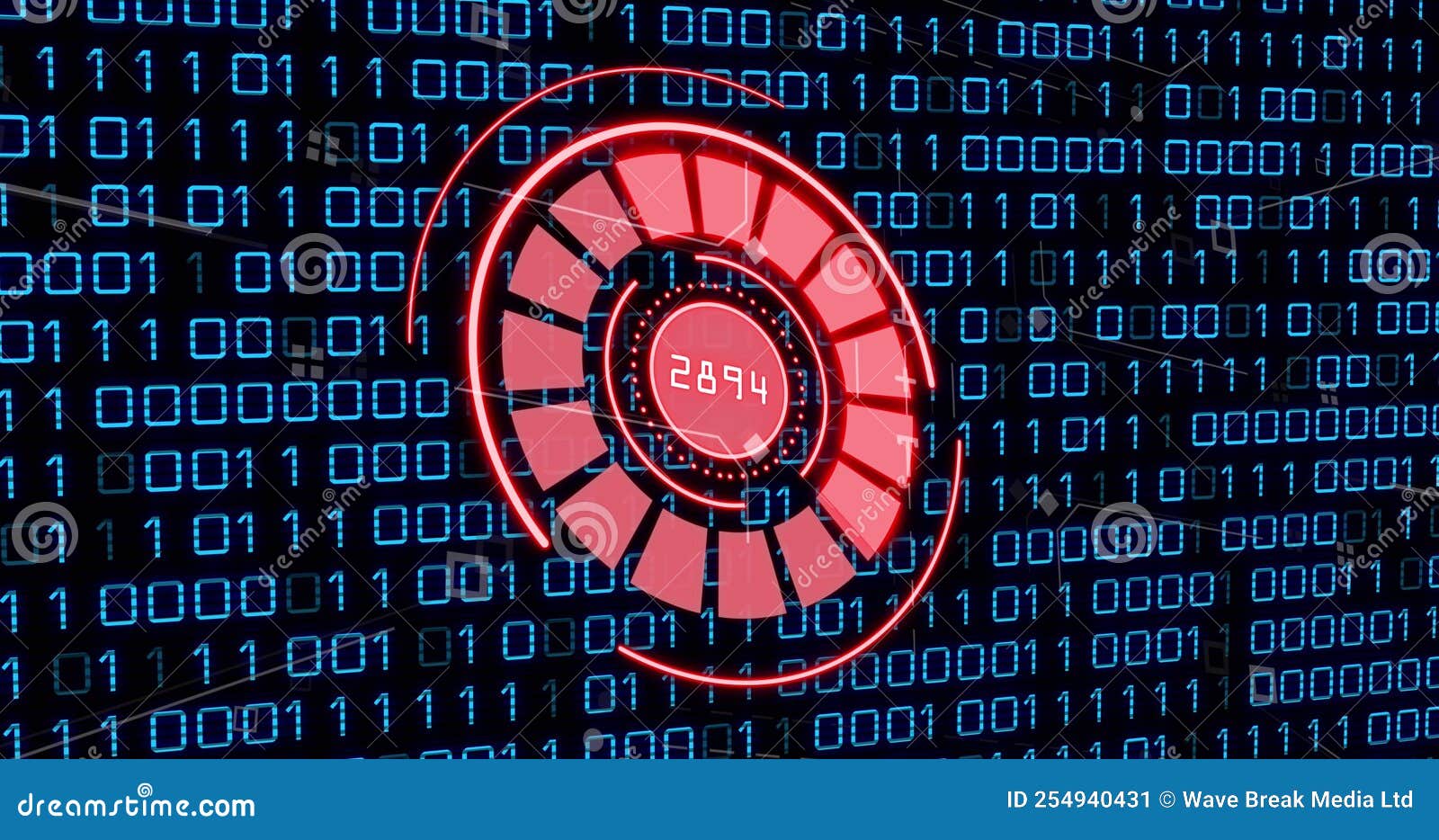 Image of Red Circle with Numbers Over Binary Code Stock Illustration ...