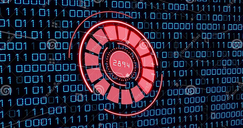 Image of Red Circle with Numbers Over Binary Code Stock Illustration ...