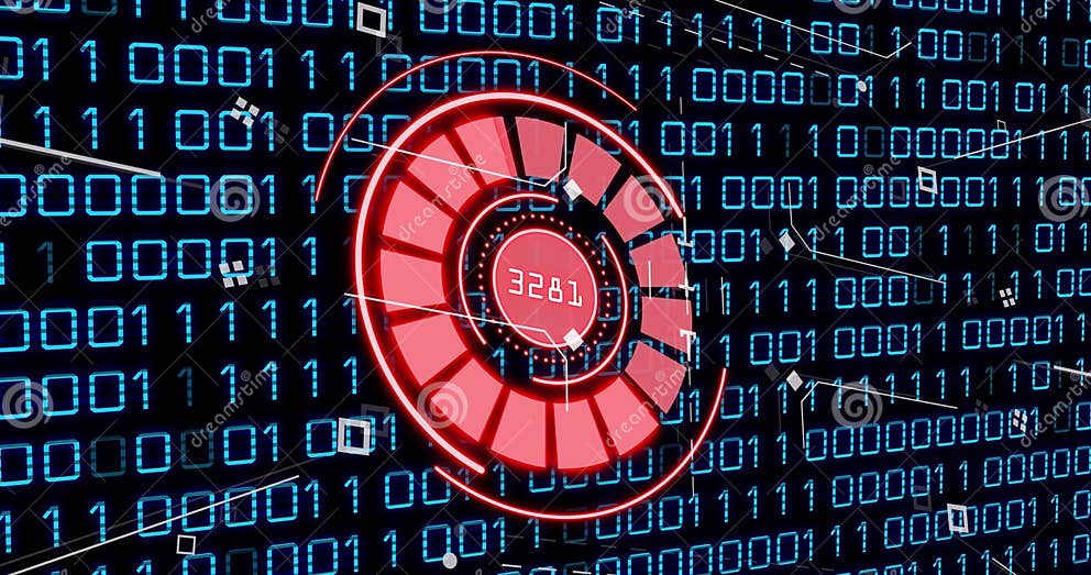 Image of Red Circle with Numbers Over Binary Code Stock Image - Image ...