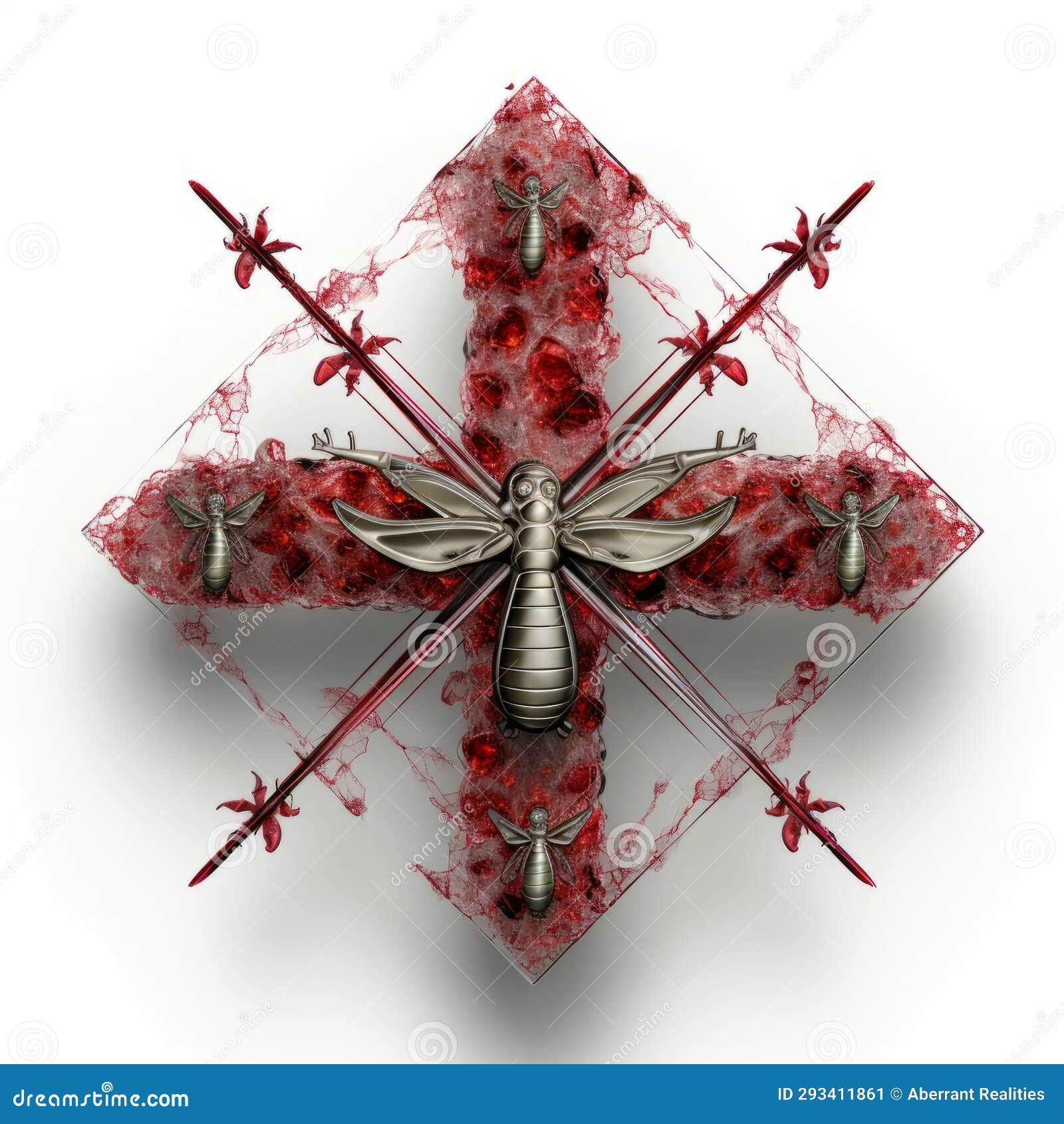 An Image of a Red Cross with a Bee on it Stock Illustration ...