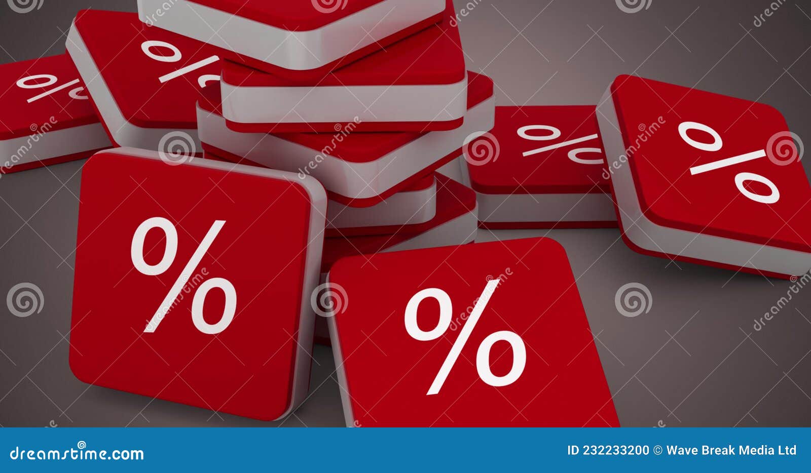 Image of Red Cubes with Per Cent Sign on Grey Background Stock ...