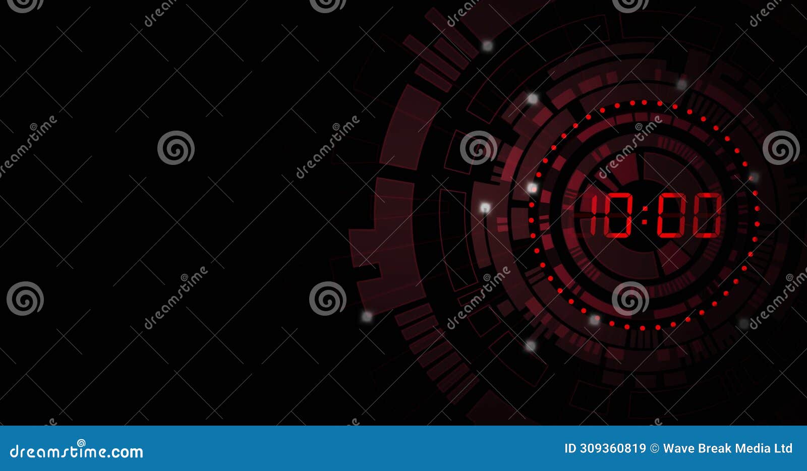 Image of Red Digital Timer Changing on Red Circles Over Black ...