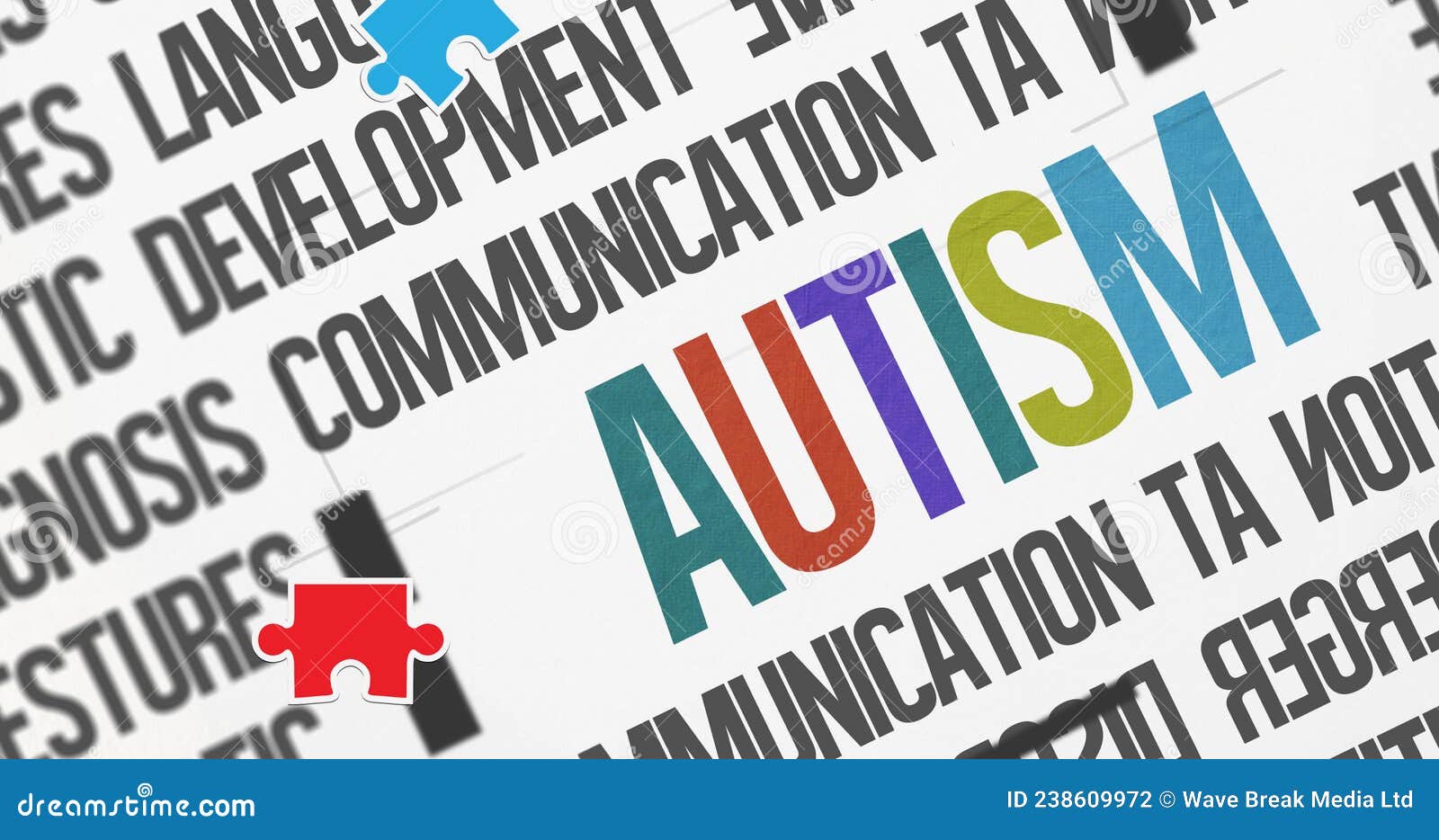 Image of Red, Green and Blue Autism Awareness Puzzles Falling Over ...