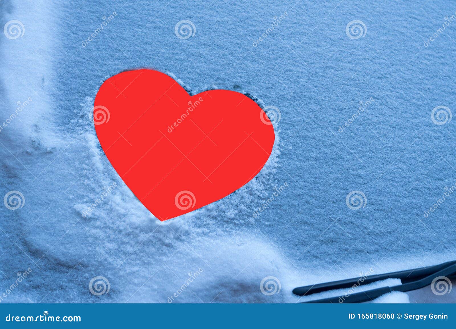 Image of a Red Heart on a Frozen Car Windshield Stock Photo - Image of ...