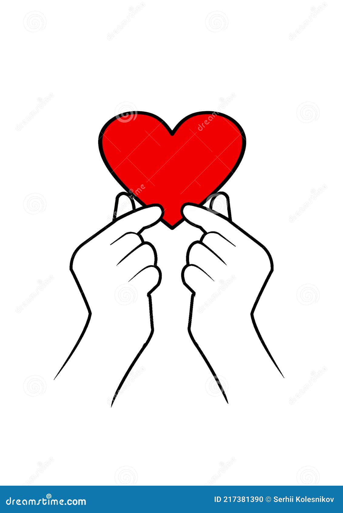 Image of a Red Heart in Hands. Drawing of a Hand Holding a Heart ...