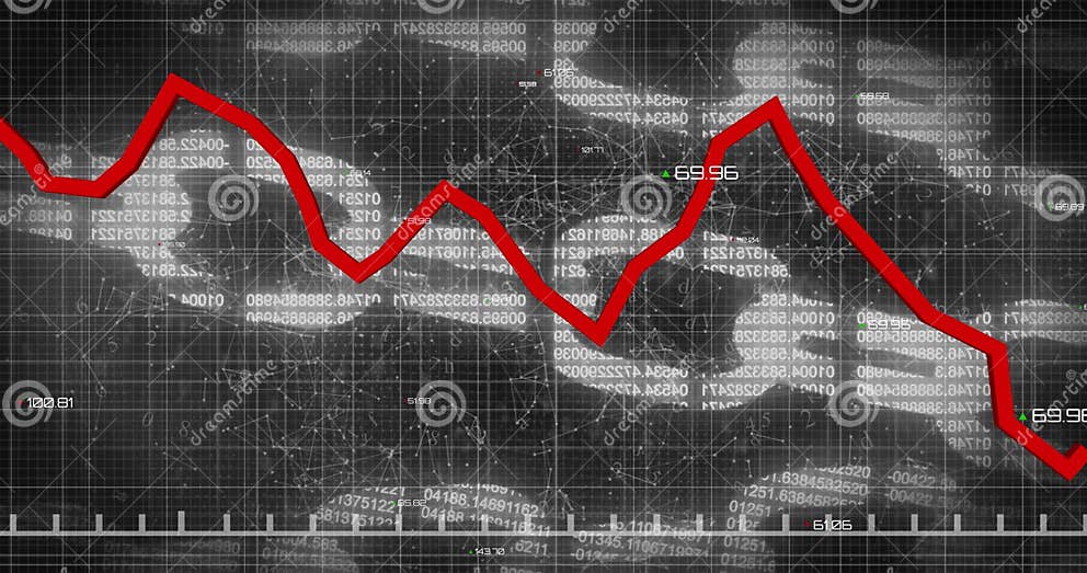 Image of Red Line and Data Processing Over Chains Stock Photo - Image ...