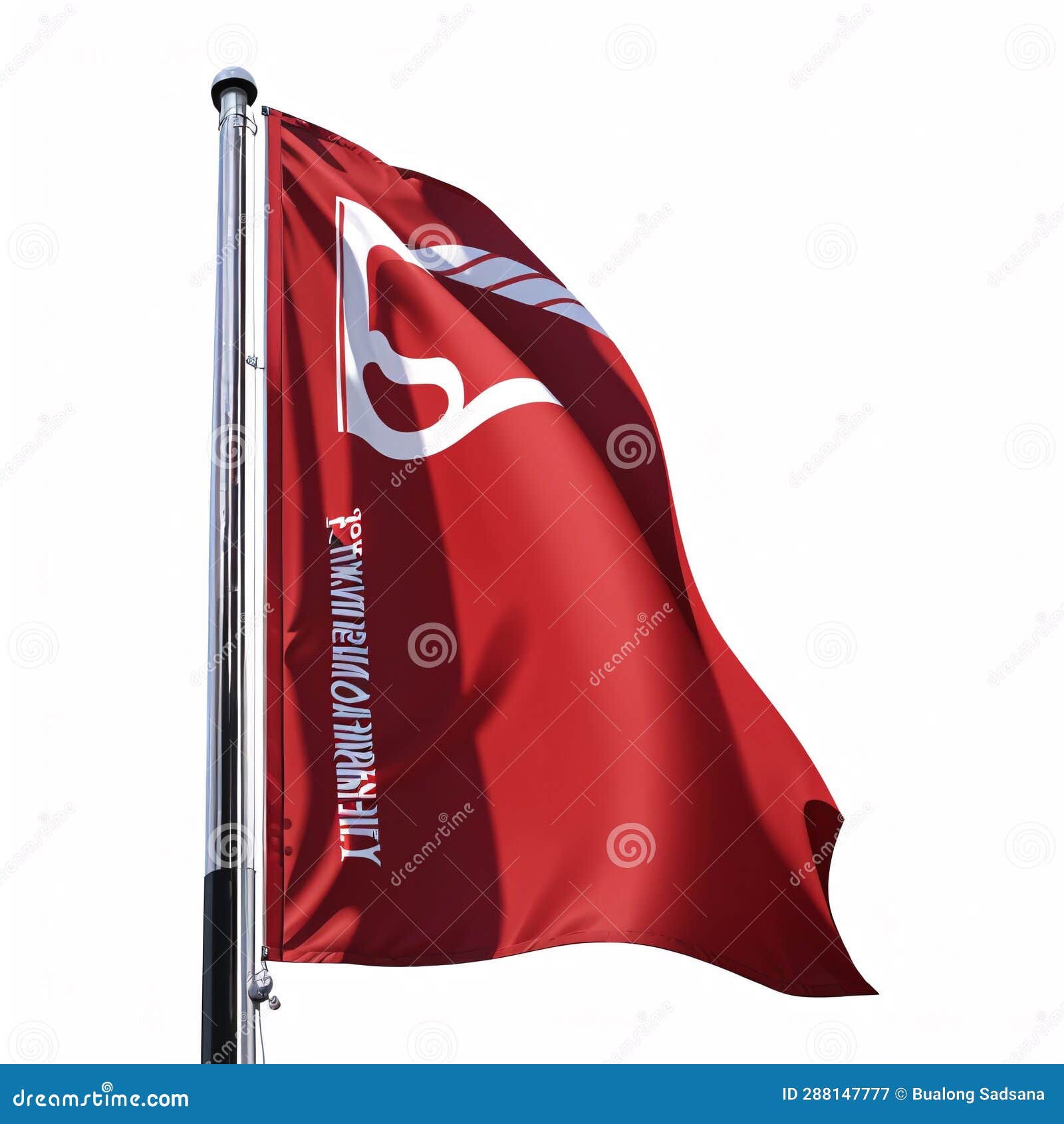 Red Rectangular Flags Set on a Pole. Stock Illustration - Illustration ...