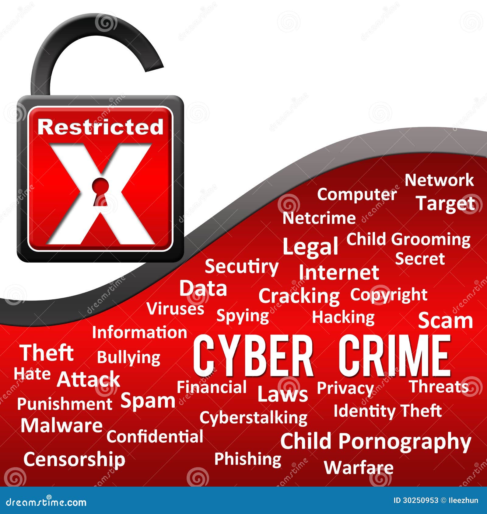 Cyber Crime - Red with Tag Cloud Stock Illustration - Illustration of ...