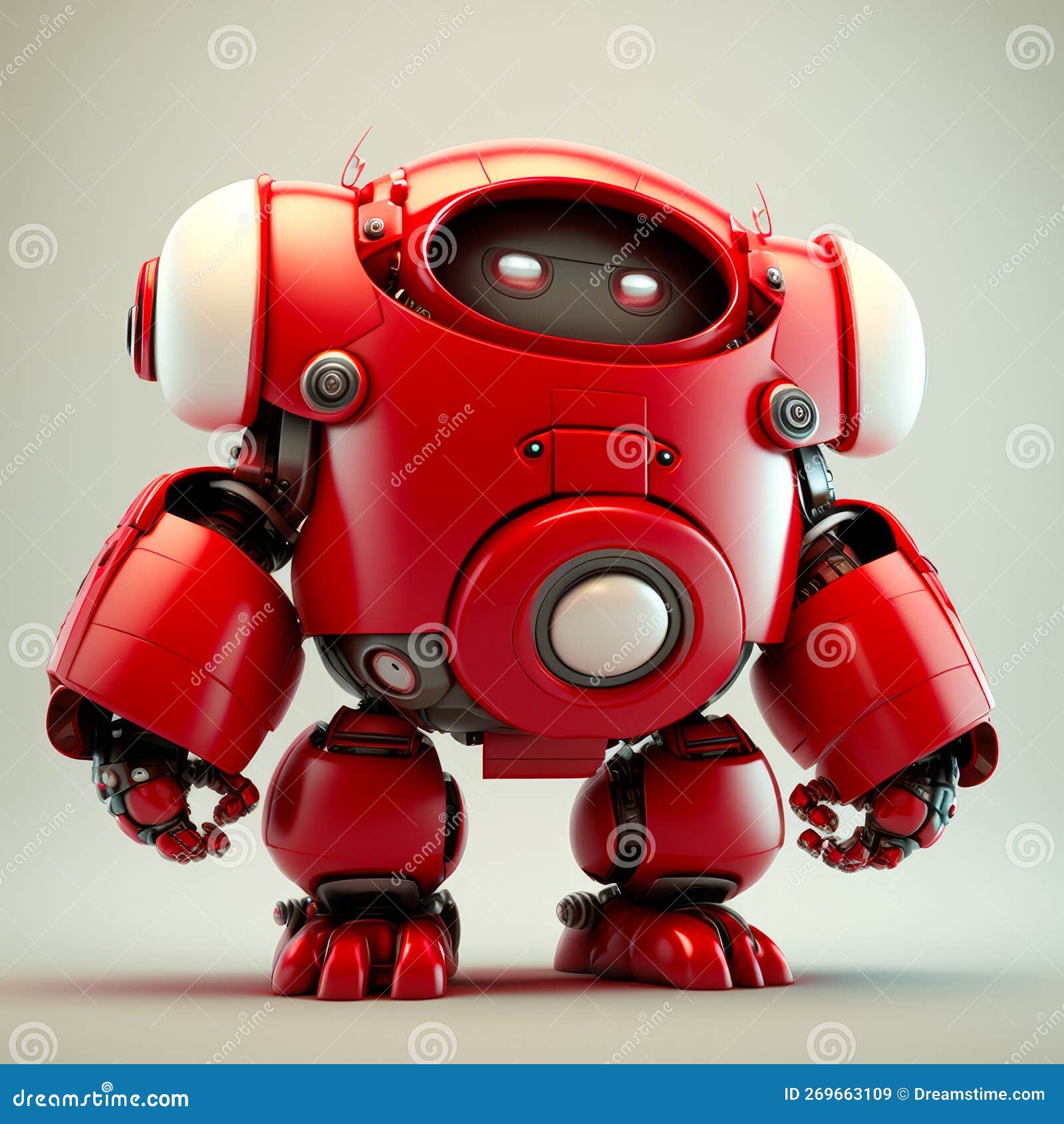 An Image of Red Robot with Big Eyes. Generative AI Stock Image - Image ...