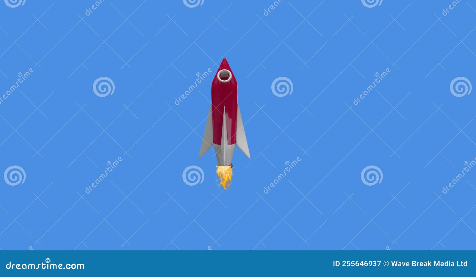 Image of Red Spaceship Rocket Flying Up and Moving in Seamless Loop on ...