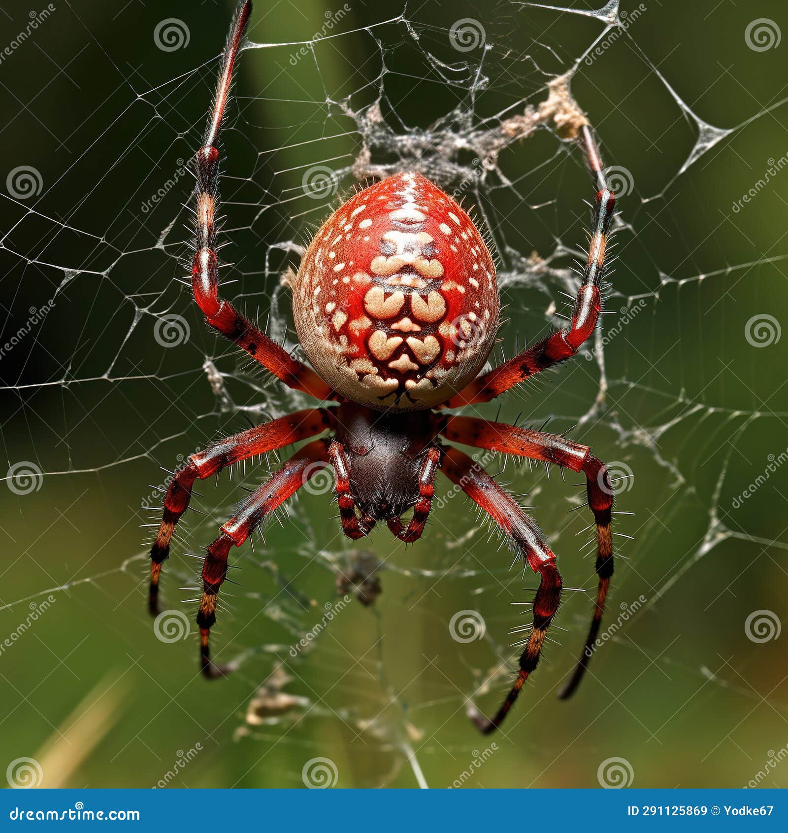 Image of Red Spider on a Cobweb. Insect Stock Illustration ...