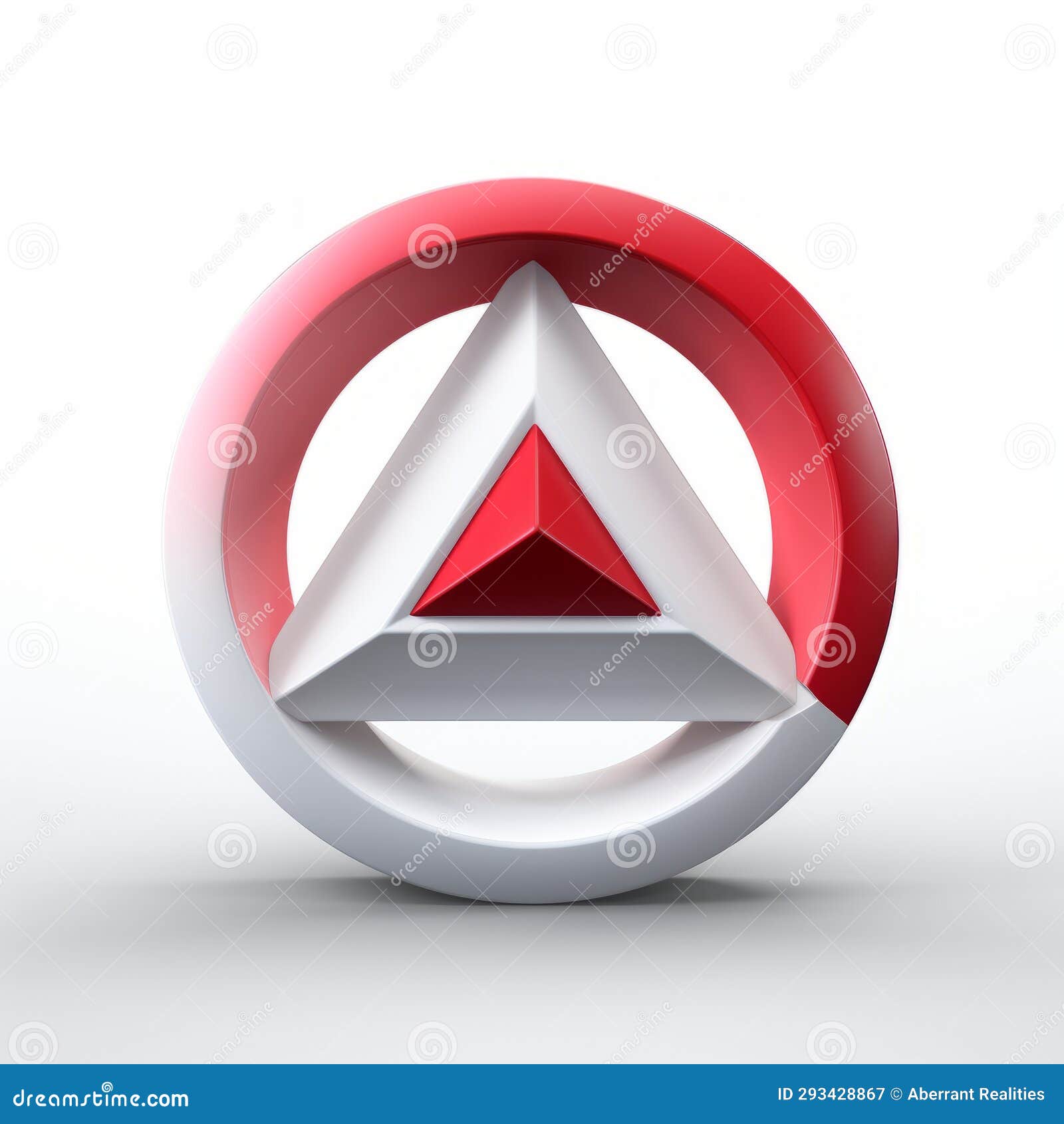 An Image of a Red and White Triangle on a White Background Stock ...