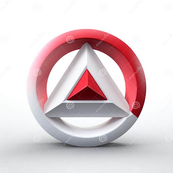 An Image of a Red and White Triangle on a White Background Stock ...